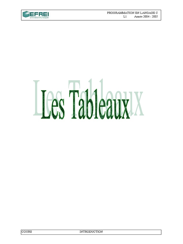 Cours 4 - Tableaux | PDF | Variable (informatique) | Programmation informatique