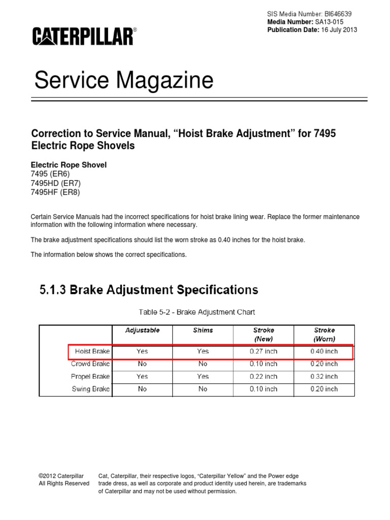 Hoist Brake Adjustment Guidelines | PDF