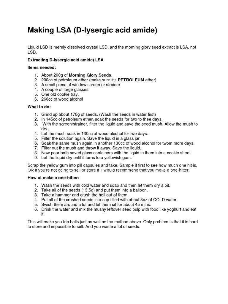 Making LSA (D-Lysergic Acid Amide) | PDF