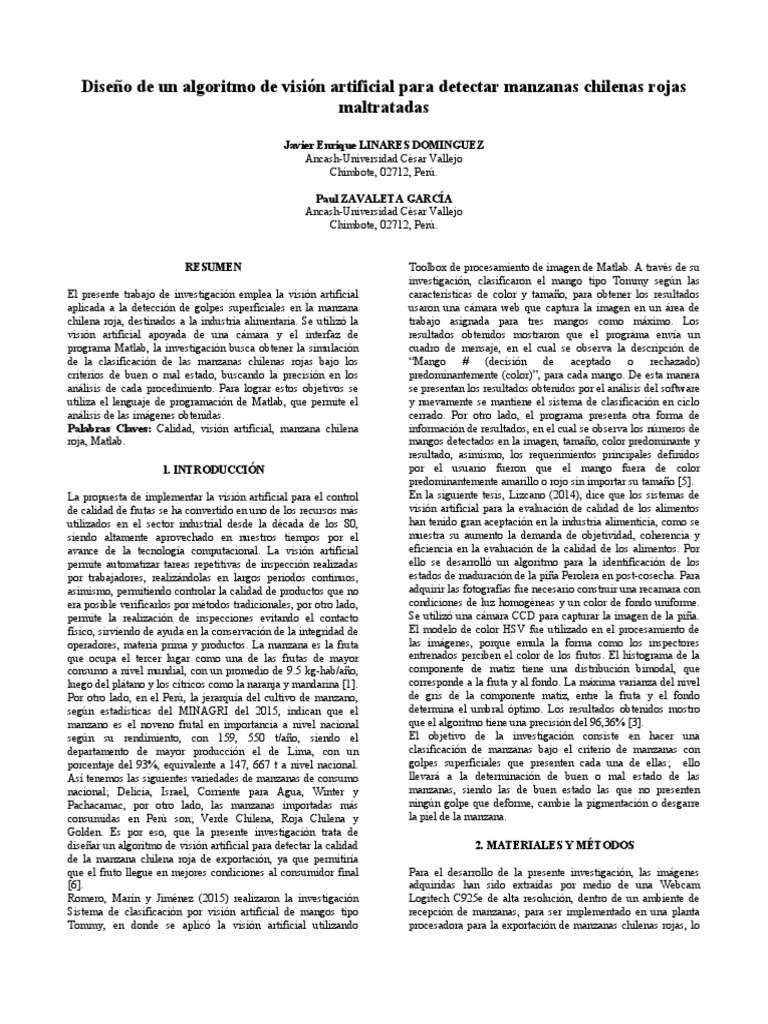 Detección de Manzanas Chilenas Rojas | PDF