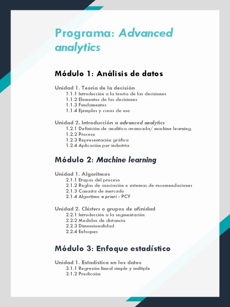 Programa Advanced Analytics | PDF | Procesamiento de datos ...