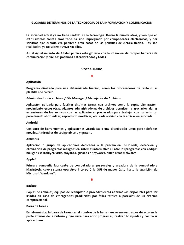 Glosario de Términos de La Tecnología de La Información y Comunicación | PDF