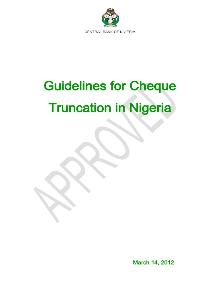 Guidelines For Cheque Truncation in Nigeria - March 14 2012 | PDF ...