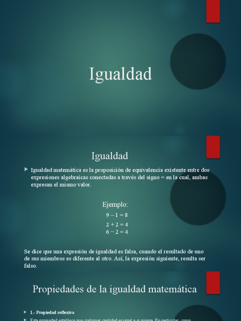 Propiedades de la Igualdad Matemática | PDF | Entero | Objetos matemáticos