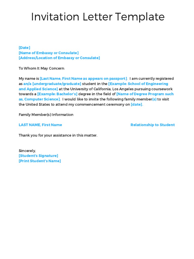 Student Invitation Letter Template | PDF
