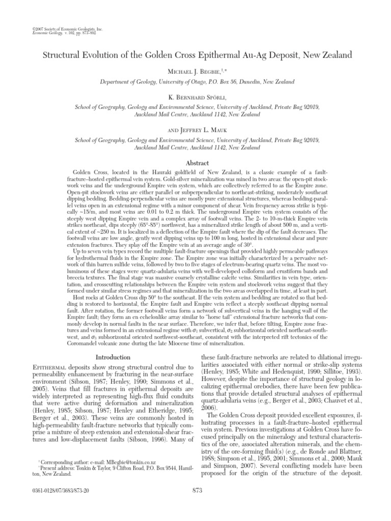 Begbie Et Al, 2007 | PDF | Fault (Geology) | Geology