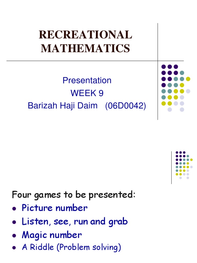 Recreational Mathematics | PDF | Neuropsychological Assessment ...