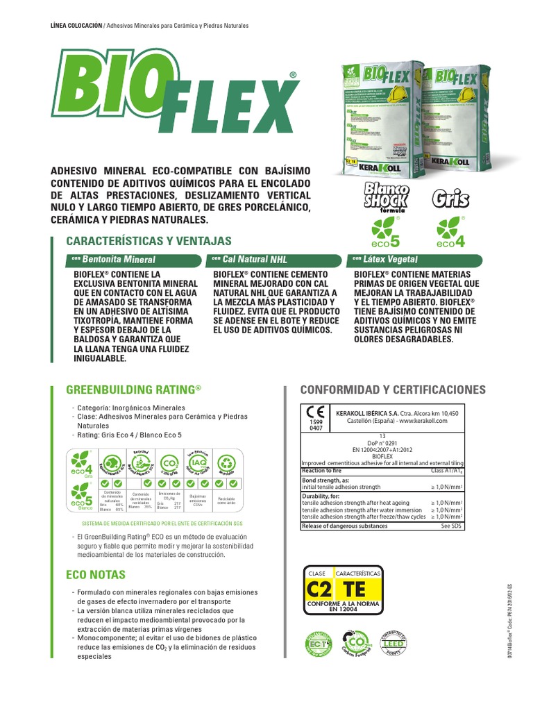 Ficha Técnica Bioflex | PDF | Adhesivo | Yeso