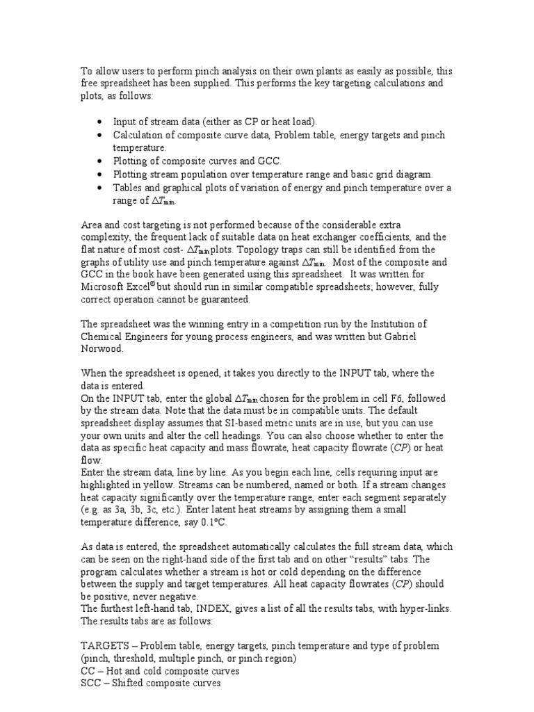 Pinch Analysis Intro | PDF | Spreadsheet | Heat