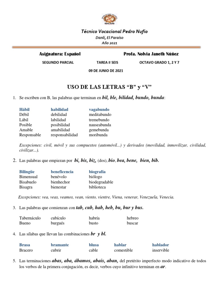 Uso de B y V en Español | PDF | Lingüística