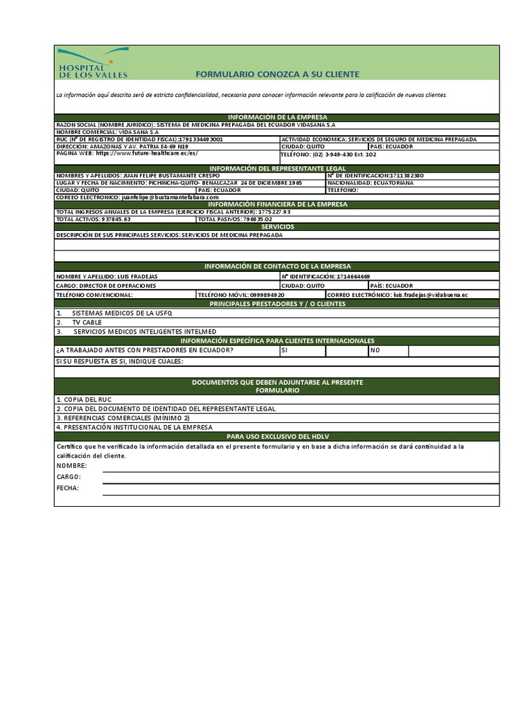 Formulario Conozca A Su Cliente | PDF