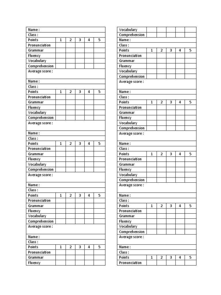 Assessment Sheets | PDF