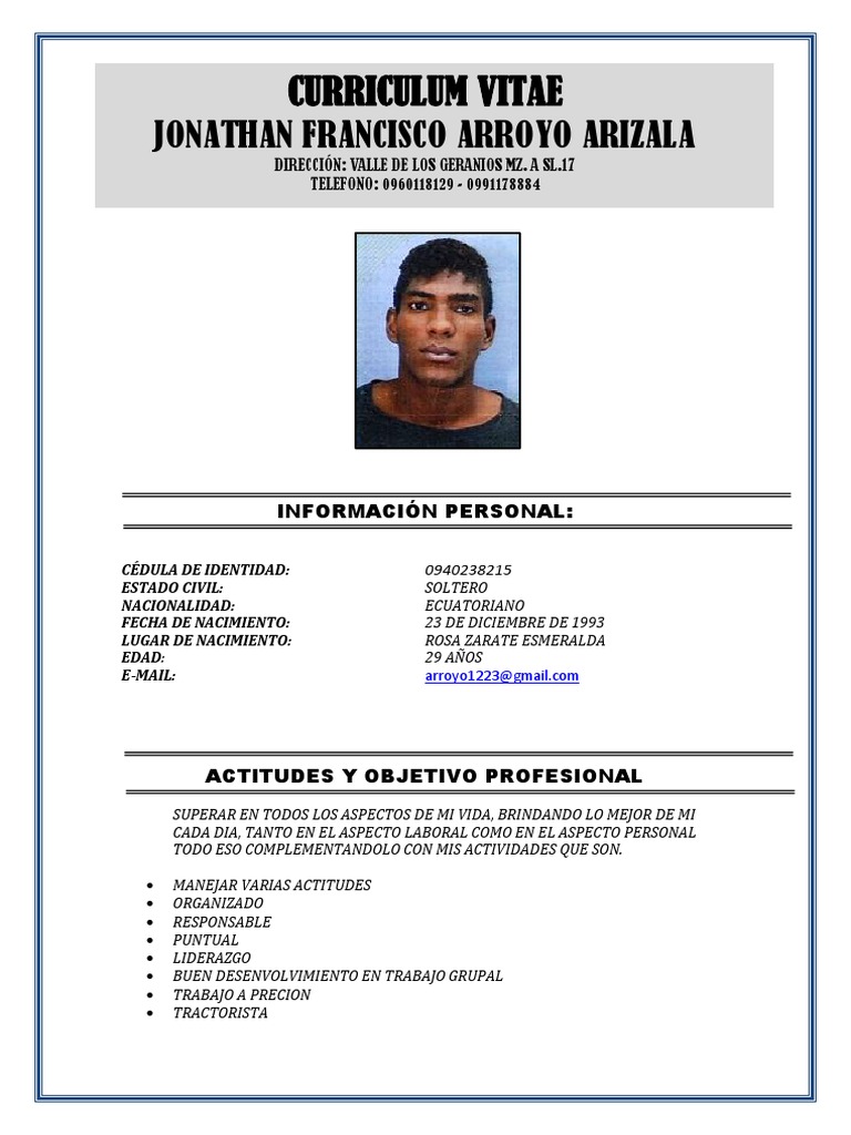 Curriculum Vitae Jonathan Arroyo | PDF