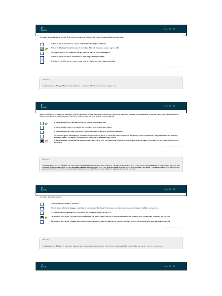 SIMULADOS | PDF | Sociologia | Émile Durkheim
