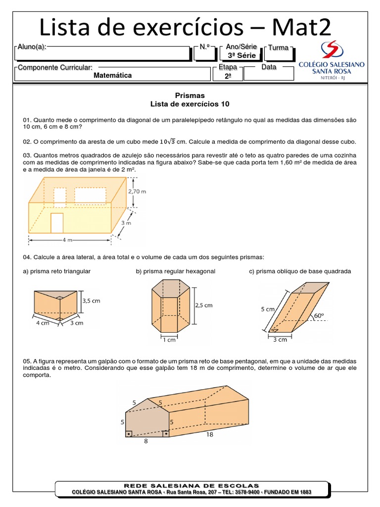 10 - Lista de Exercícios 10 (Prisma) | PDF