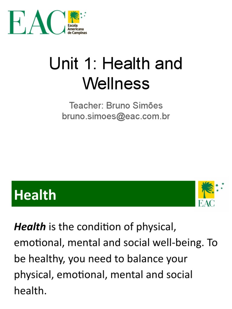 Unit 1 - Health and Wellness - Class 1 | PDF