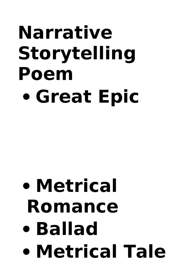 Narrative Storytelling Poem Report | PDF