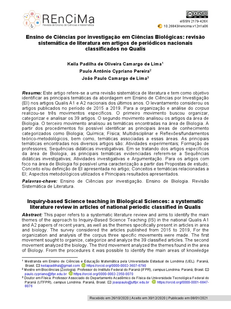 Lima, Pereira e Lima, 2021 | PDF | Science | Método científico
