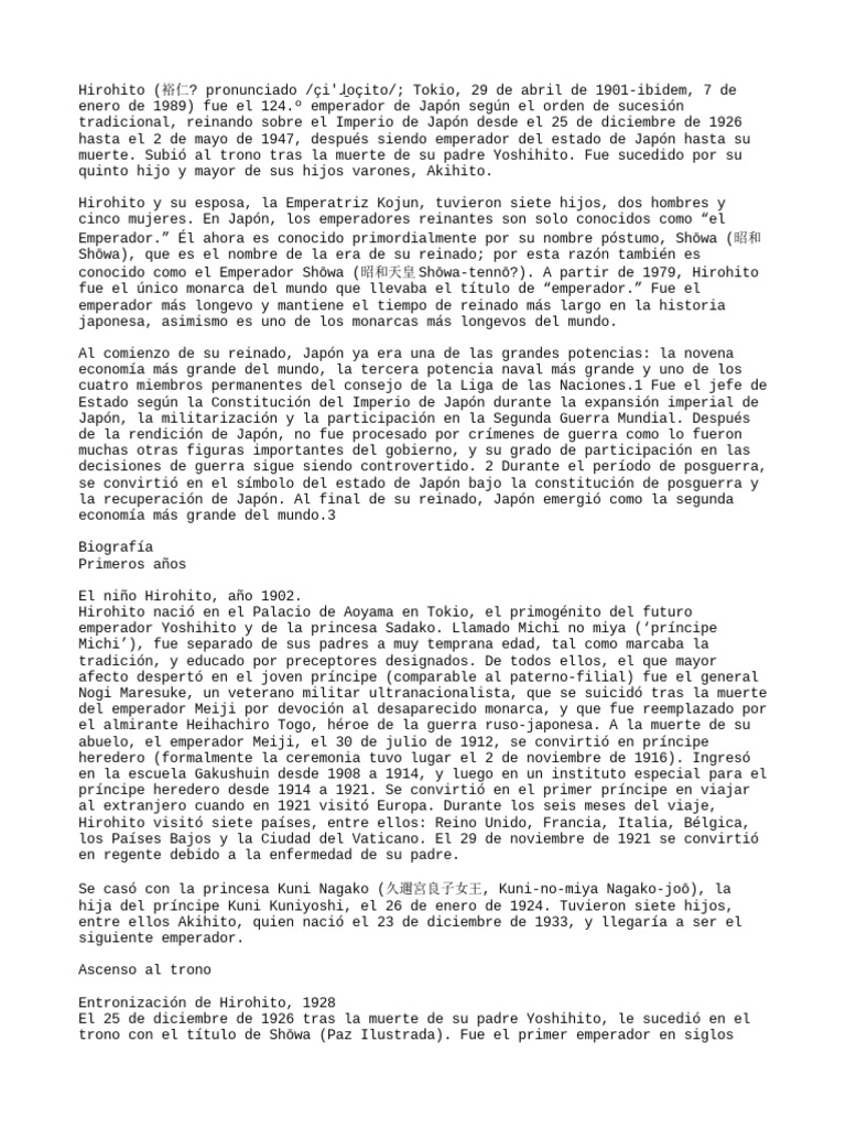 Hirohito Biografia | PDF