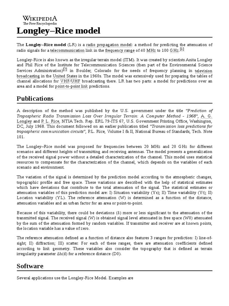 Longley-Rice Model | PDF