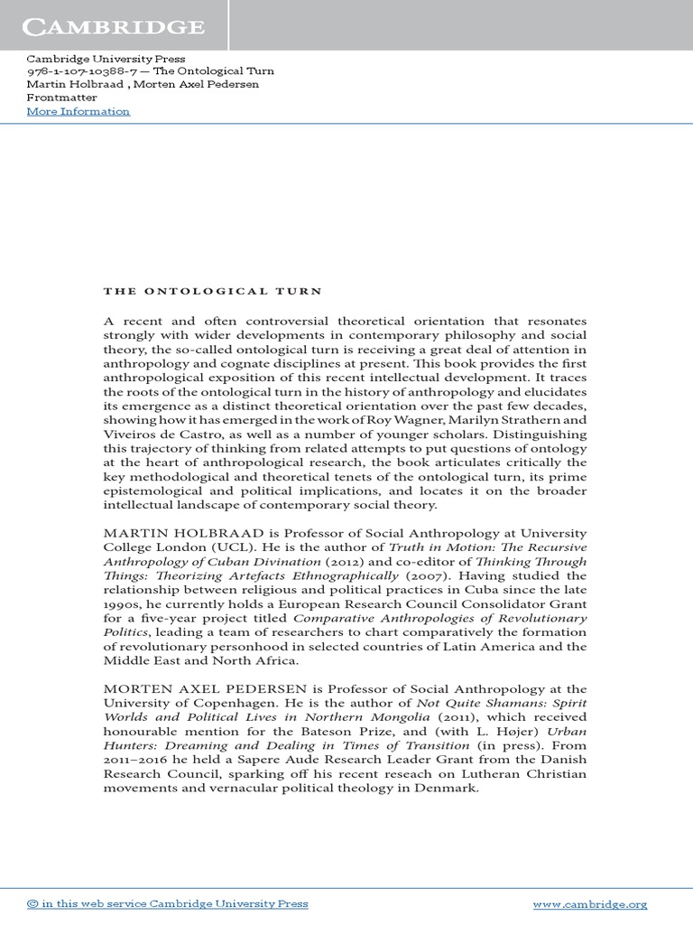 The Ontological Turn Pdf Anthropology Ontology