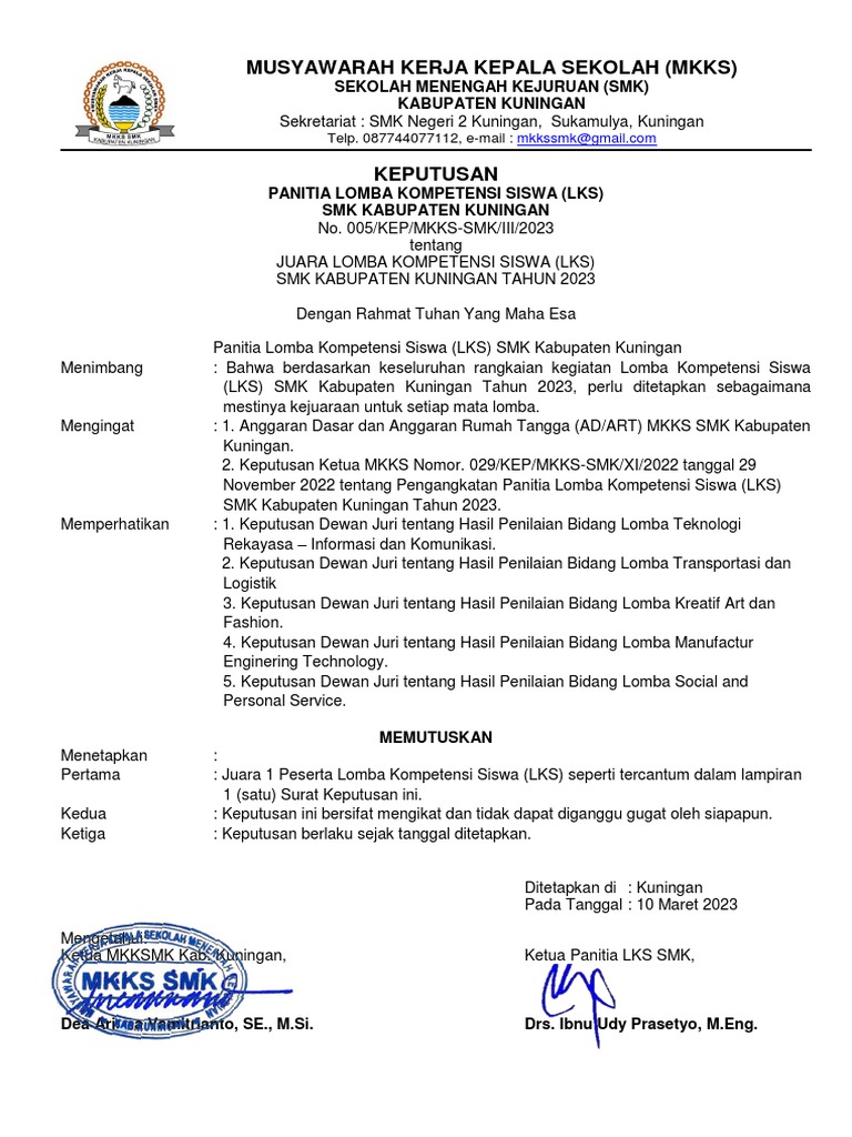 SK Juara LKS SMK 2023 | PDF