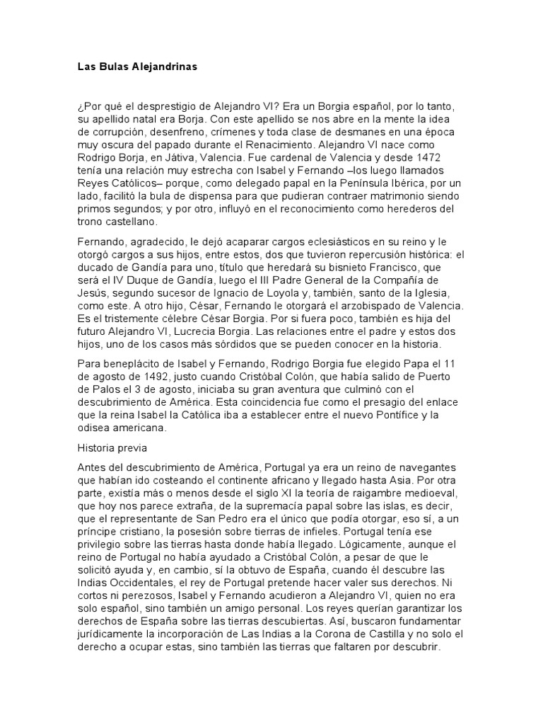 Las Bulas Alejandrinas | PDF | Casa de borgia