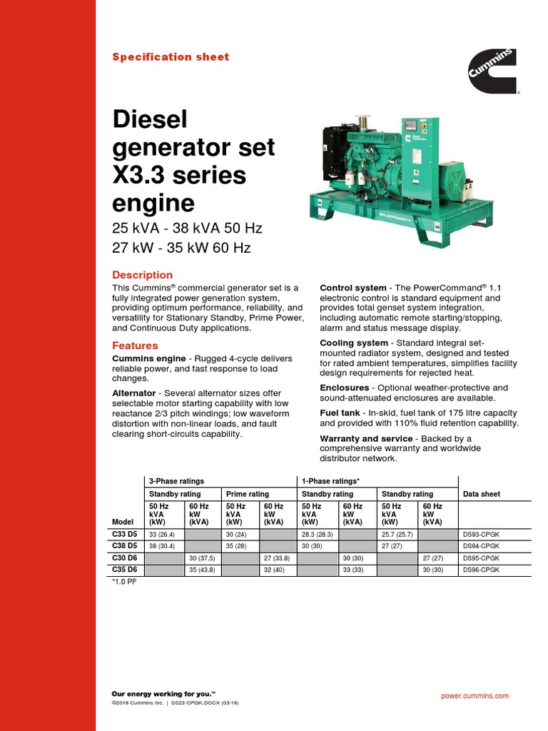 C33D5 Spec Sheet | PDF