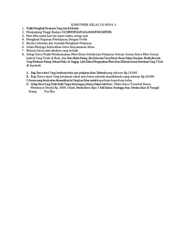 Komitmen Kelas Xii Mipa 3 | PDF