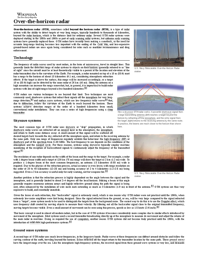 Over The Horizon - Radar | PDF | Electromagnetic Radiation | Radar