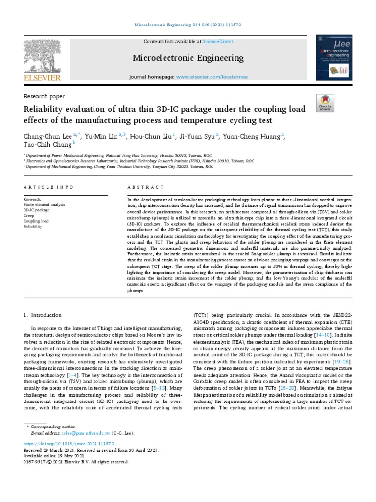 3D-IC Package Reliability Analysis | PDF