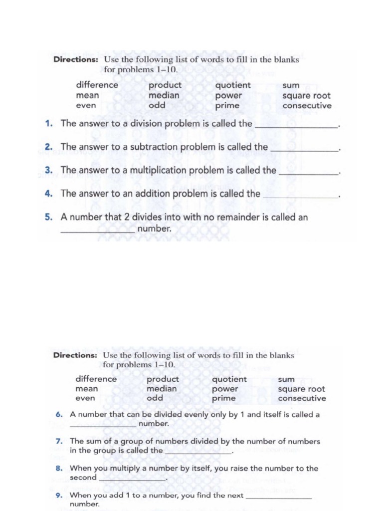 GED Math Ch-1 Whole Number Exercise | PDF