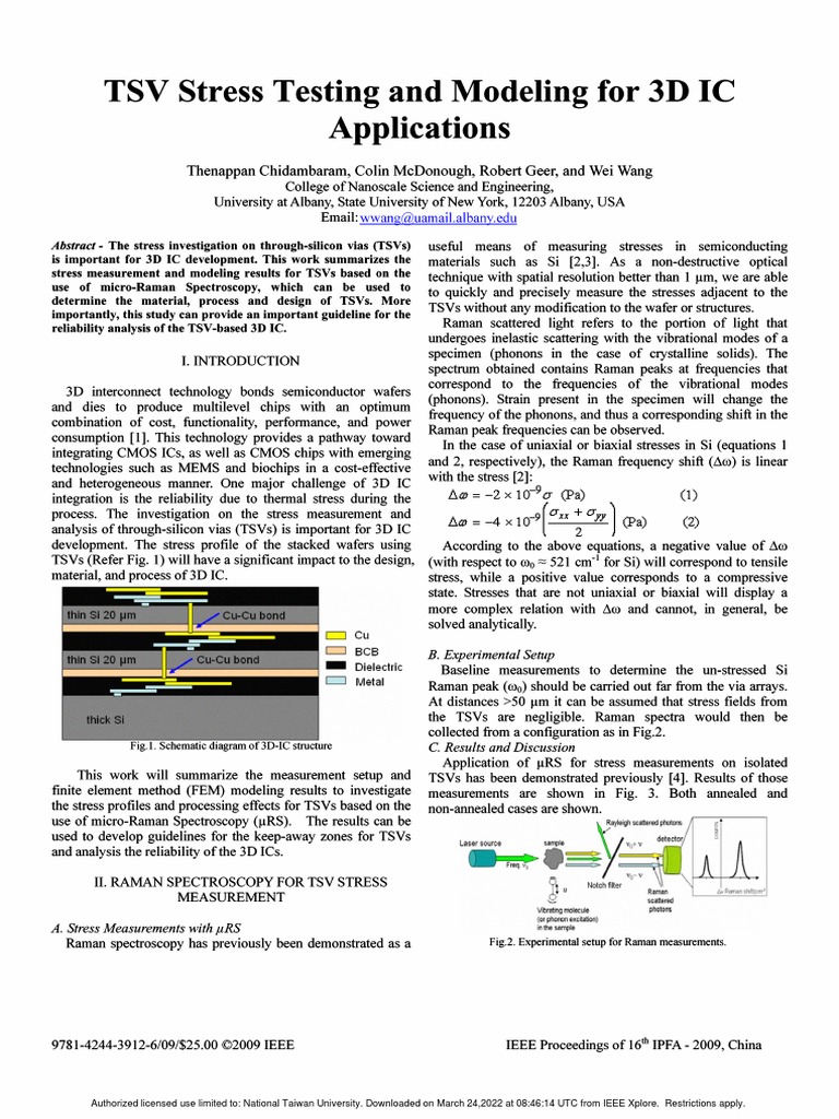 TSV Stress Testing and Modeling For 3D IC Applications | PDF ...