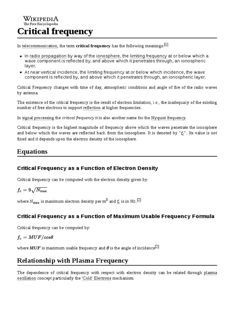Critical Frequency | PDF