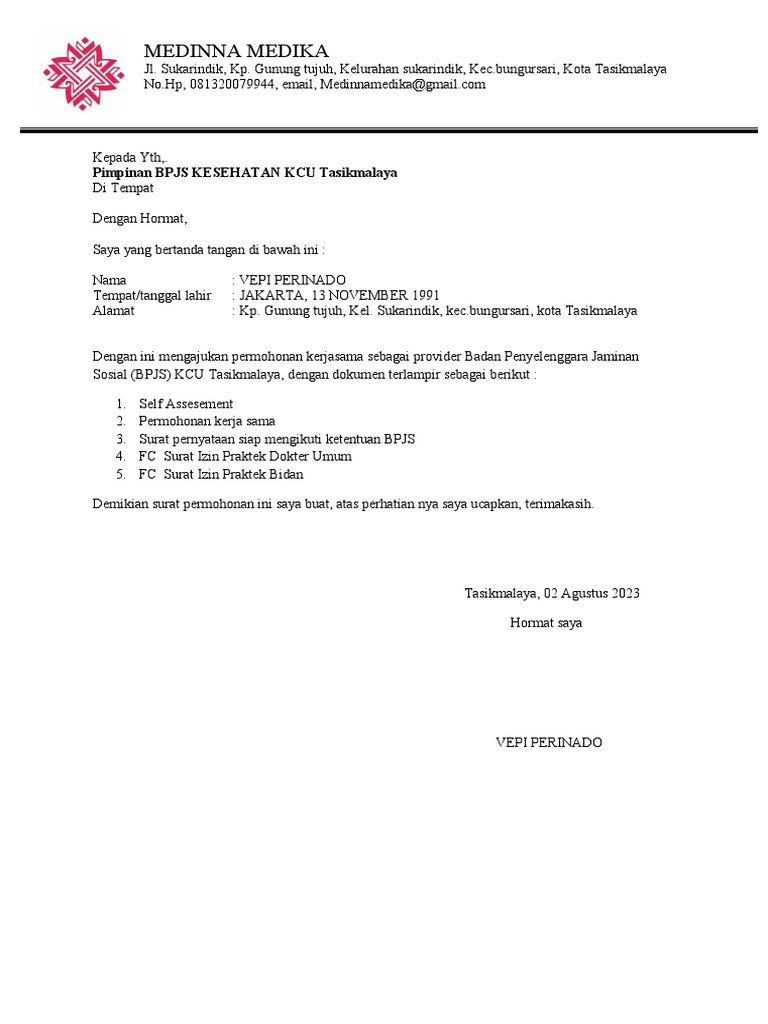 surat permohonan BPJS | PDF