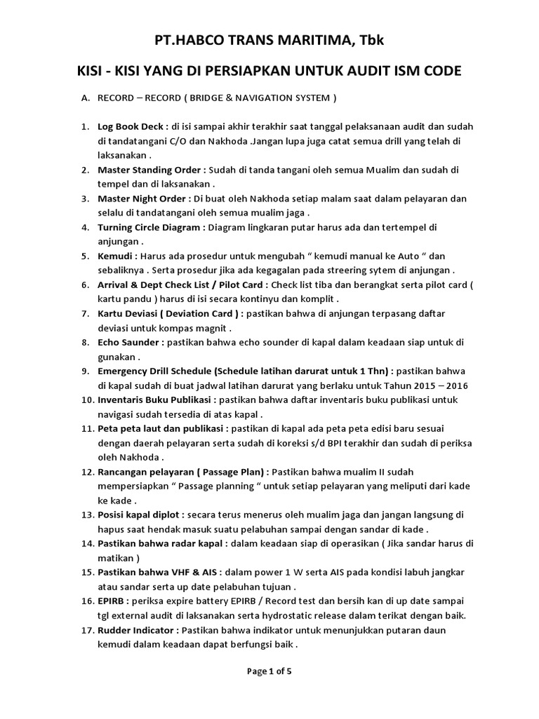 Persiapan Audit ISM Code Kapal 2023 | PDF | Teknologi & Rekayasa