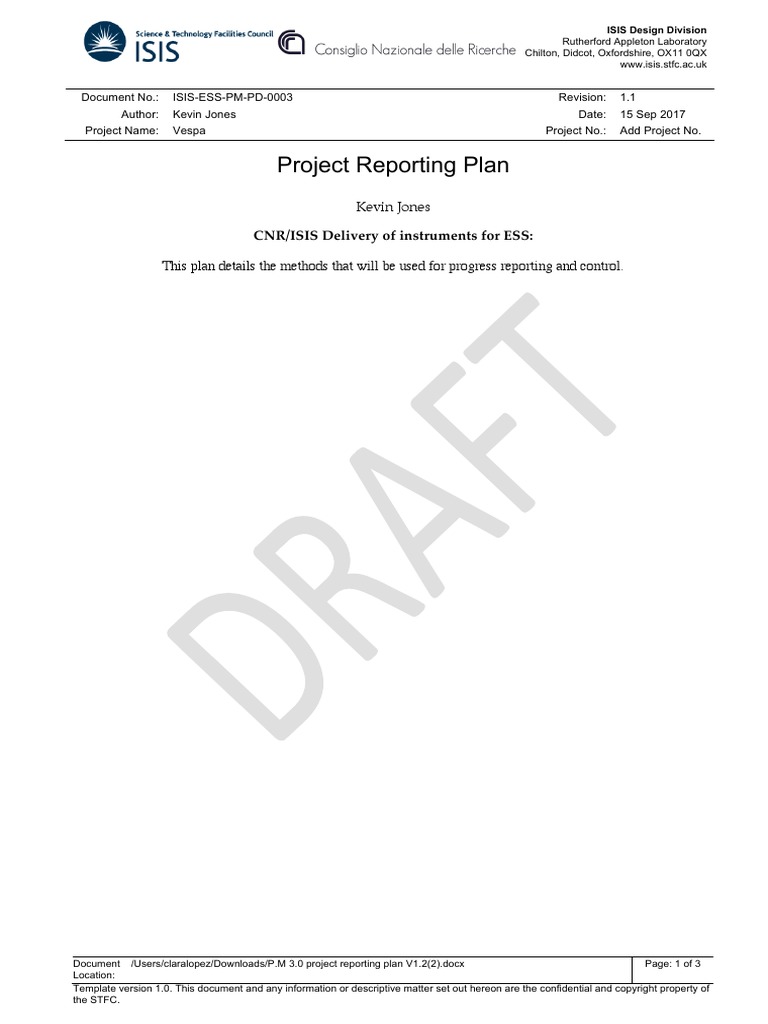 ESS-0136898 P.M 3.0 Project Reporting Plan V1.22 | PDF | Information Technology | Computing