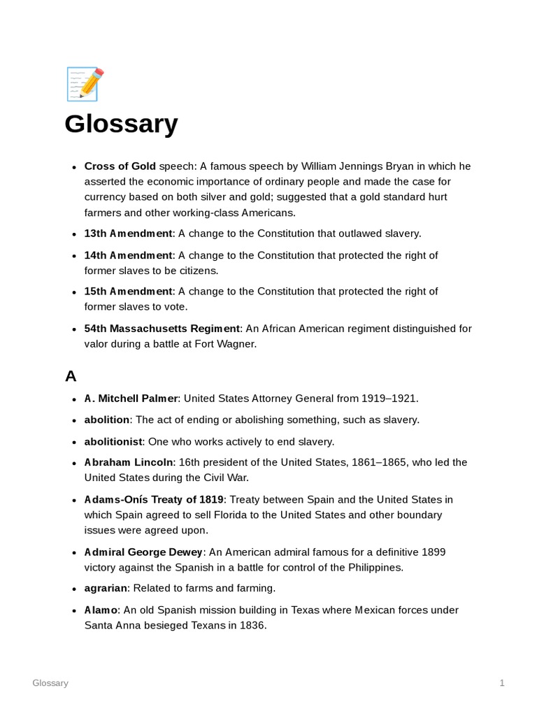 Glossary | PDF | The United States | American Civil War
