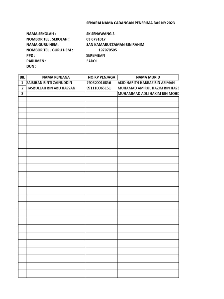 Borang BAS N9 2023 | PDF
