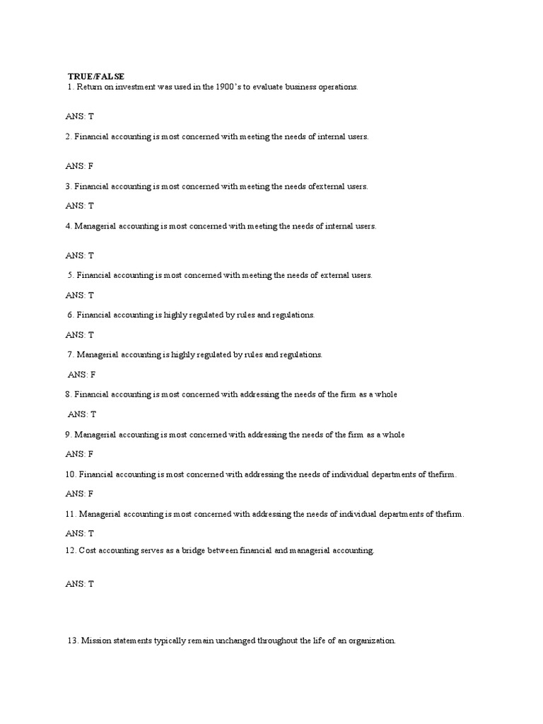 Chapter 1 Questions by Kinney | PDF | Management Accounting | Accounting