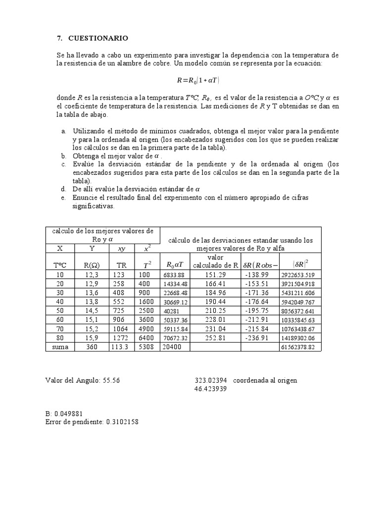 Cuestionario Es El Valor De La Resistencia A O C Y Es PDF