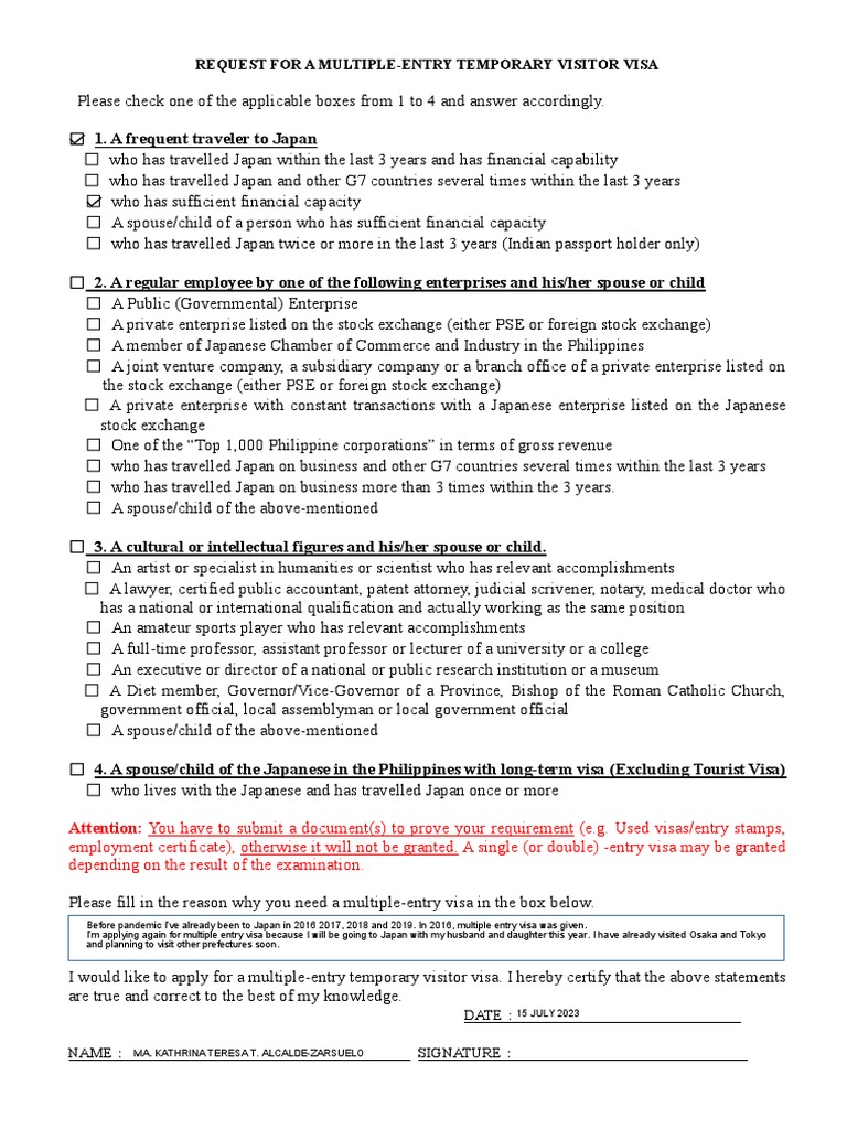 Multiple Entry Requirement | PDF