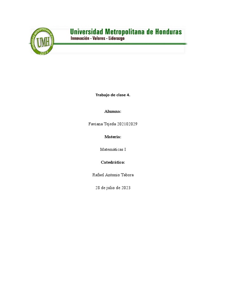 Trabajo de Casa Matematicas 4 | PDF