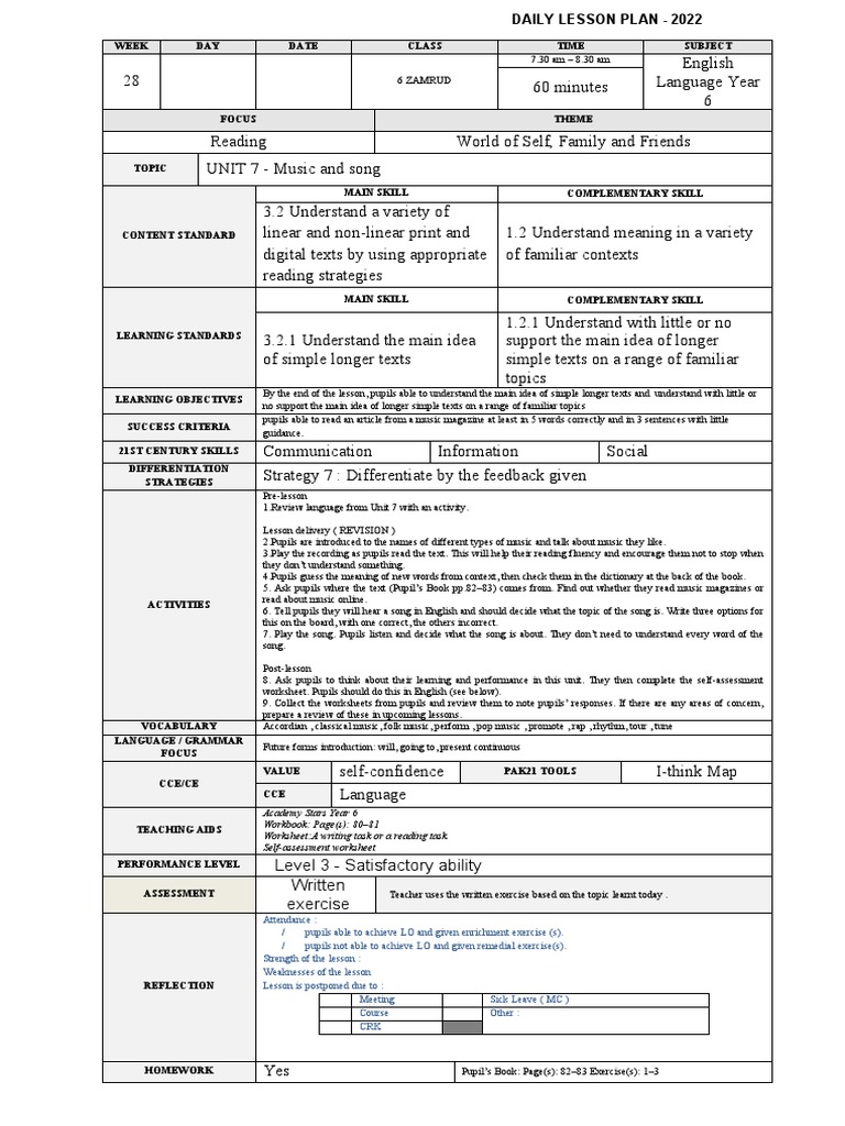 WEEK 28 at Revision Week - UNIT 7 - MUSIC AND SONG | PDF