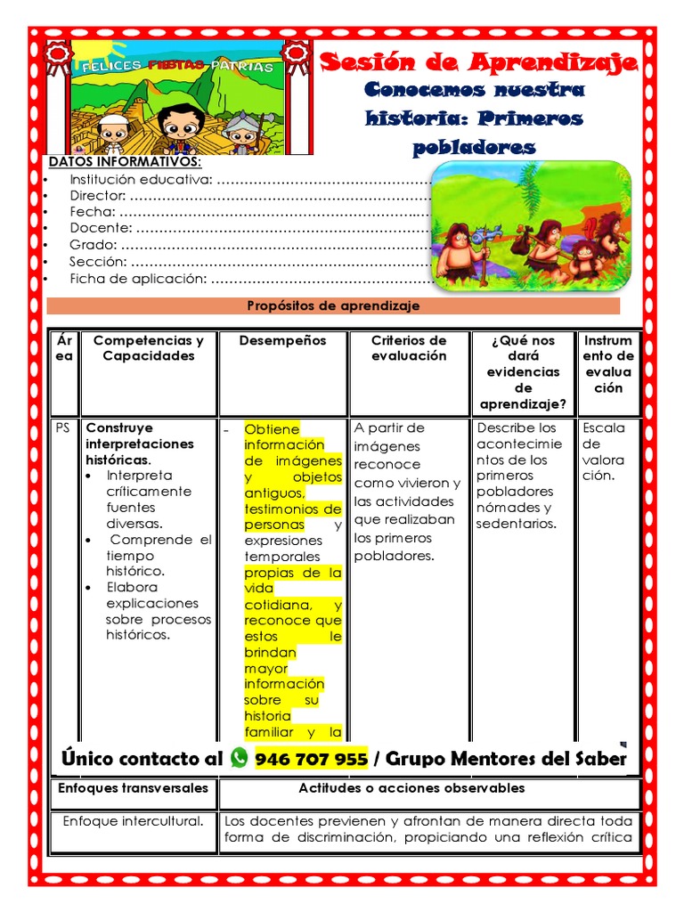 2° Sesión Día 1 PS Conocemos Nuestra Historia Primeros Pobladores ...