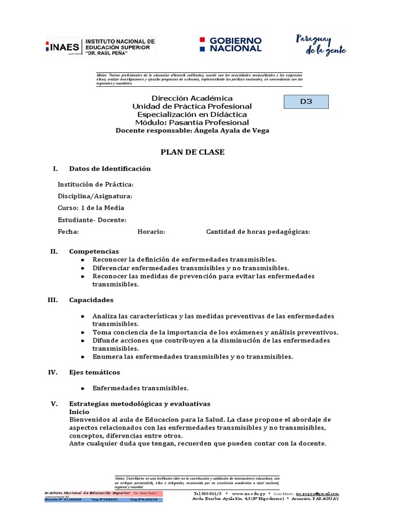 Borrador de Plan de Clase | PDF