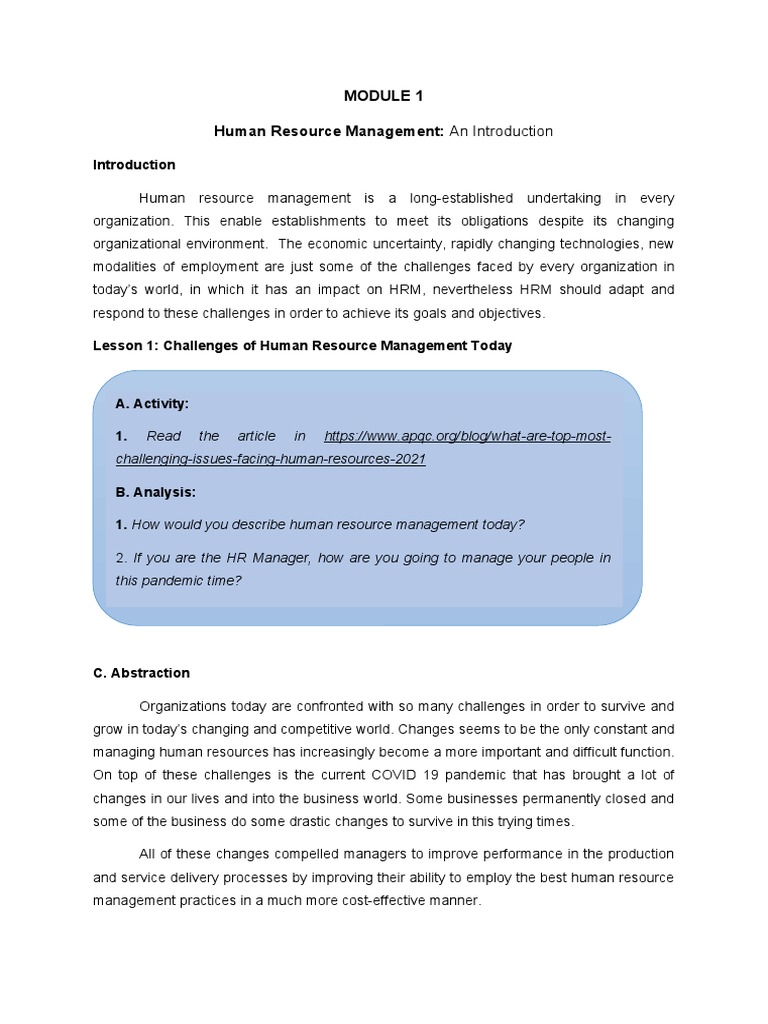 Module 1 HRM | PDF