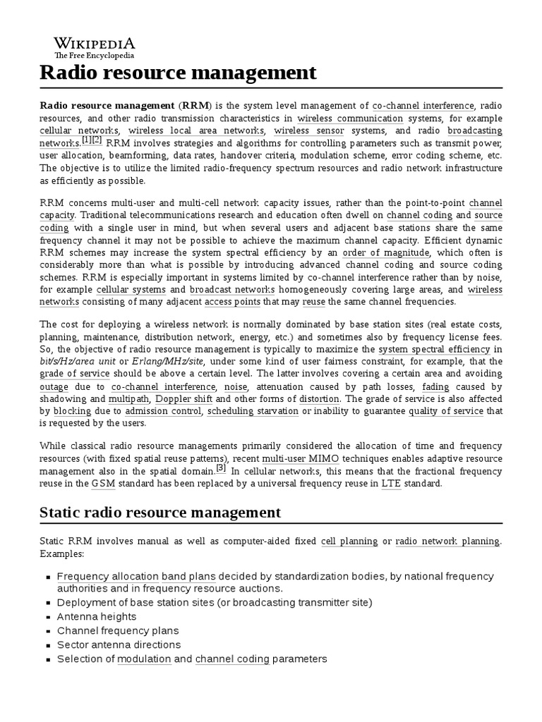 Radio Resource Management | PDF | Science & Mathematics | Technology ...