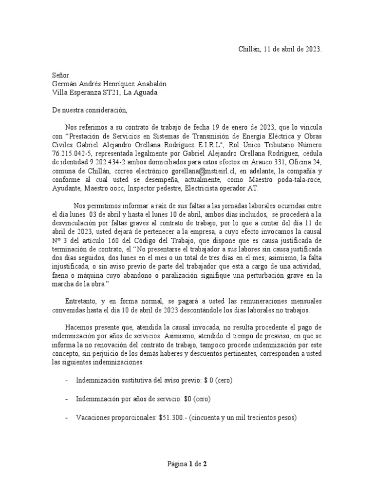 Carta Aviso Actualizada Editable Pdf