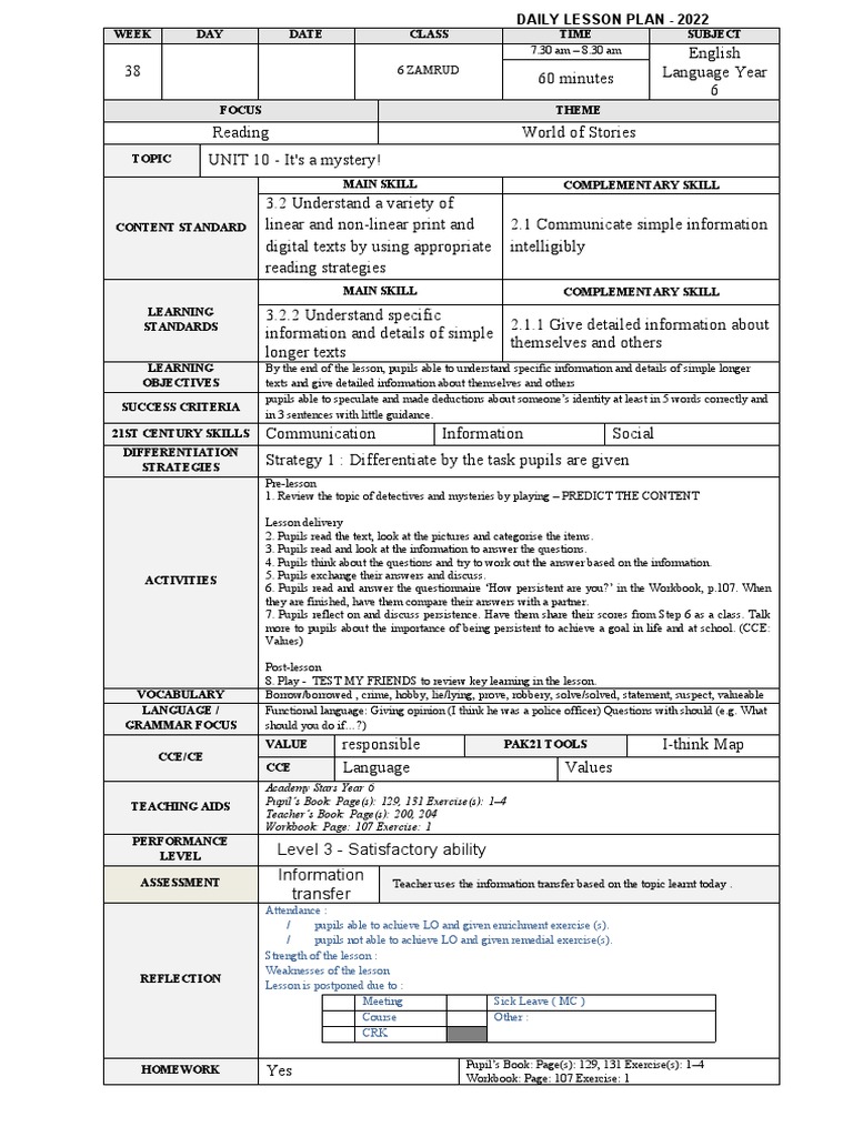 Week 38 - Unit 10 - It's A Mystery! | PDF